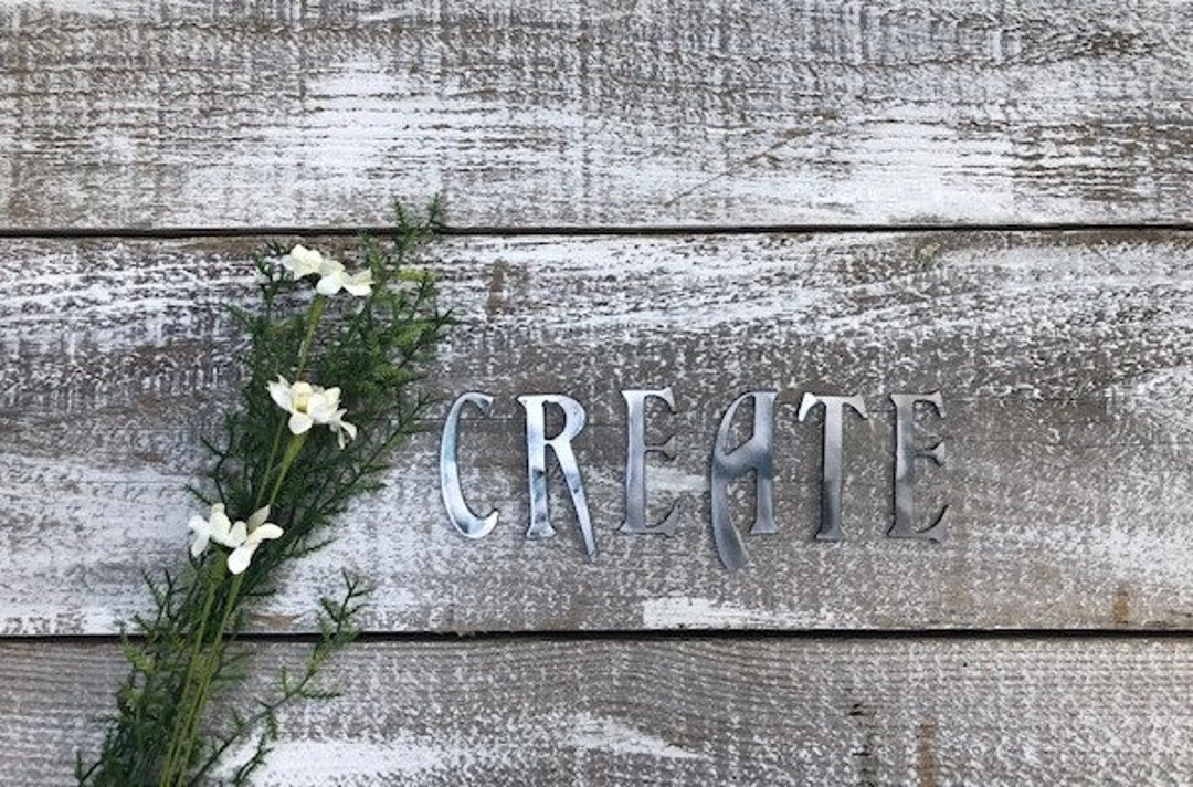 Create - 2 Inch Metal Letters- Small Metal Letters - Steel - Natural ...