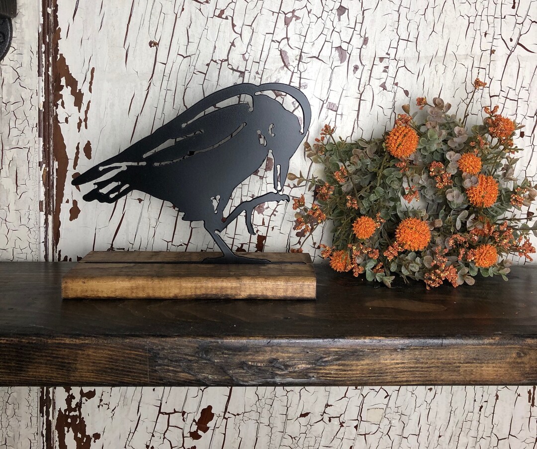 Farmhouse Decor Raven Metal Decor Shelf Sitter Fall - Etsy