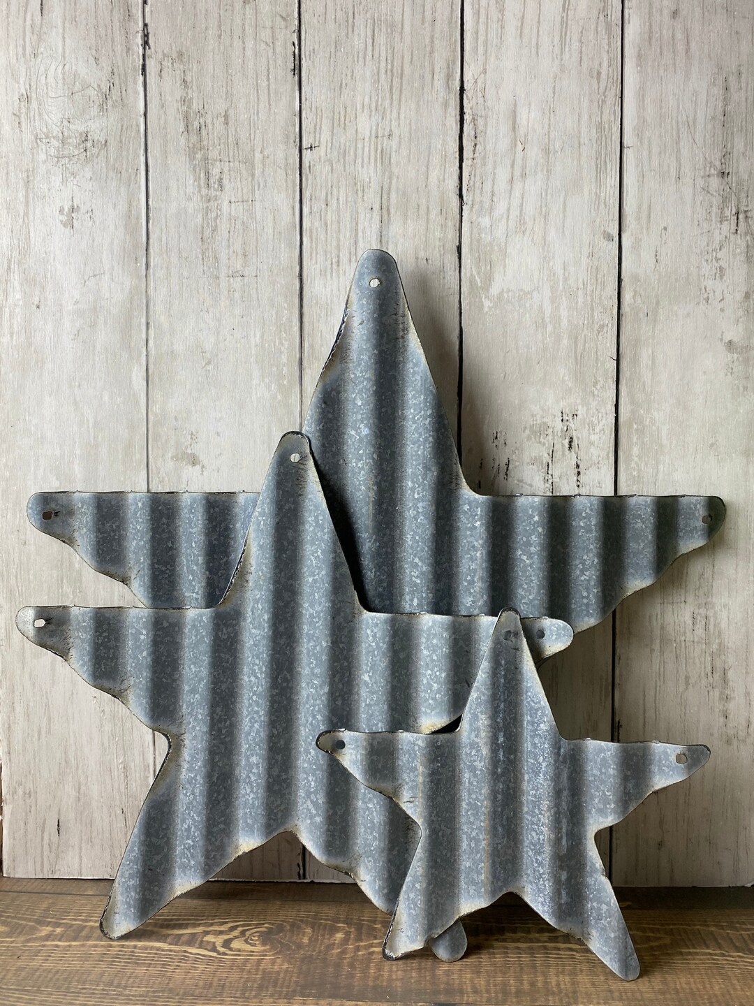 Set of 3 (small, Medium and Large) -corrugated Metal Stars - Holiday ...