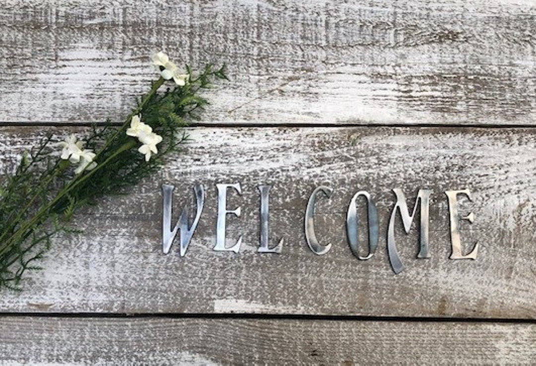 Welcome - 2 Inch Metal Letters- Small Metal Letters - Steel - Natural ...