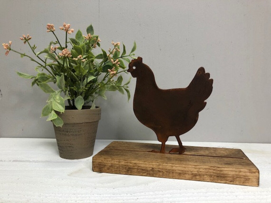 Farmhouse Decor Hen Chicken Metal Decor Shelf Sitter - Etsy