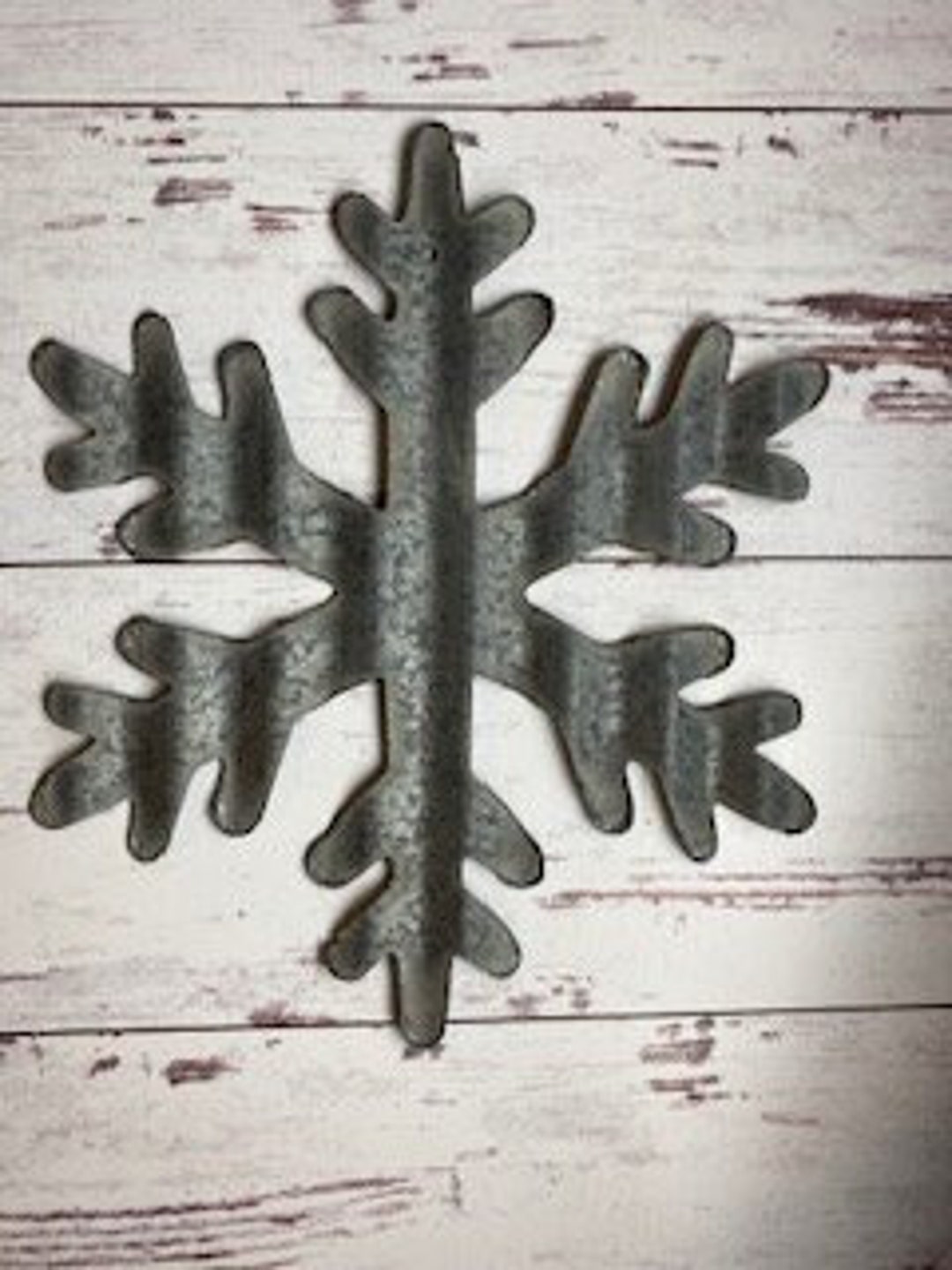12 Inch (medium) - Corrugated Metal Simple Snowflake- Holiday Decor ...