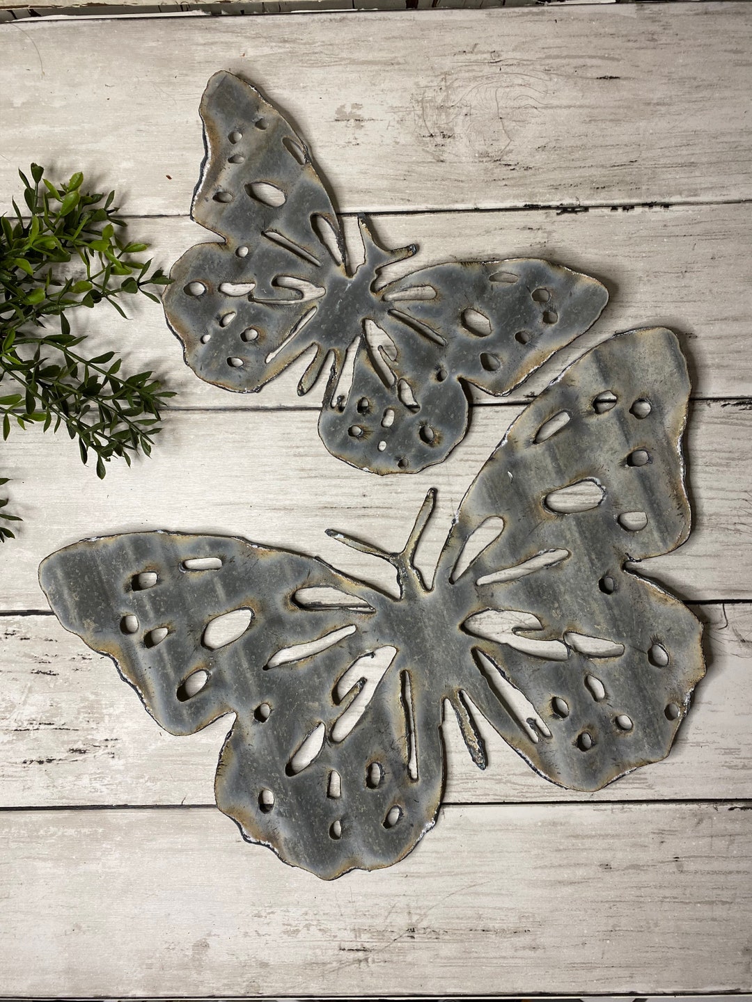 Large Corrugated Metal Butterfly 12” - Garden Decor - Spring Decor ...