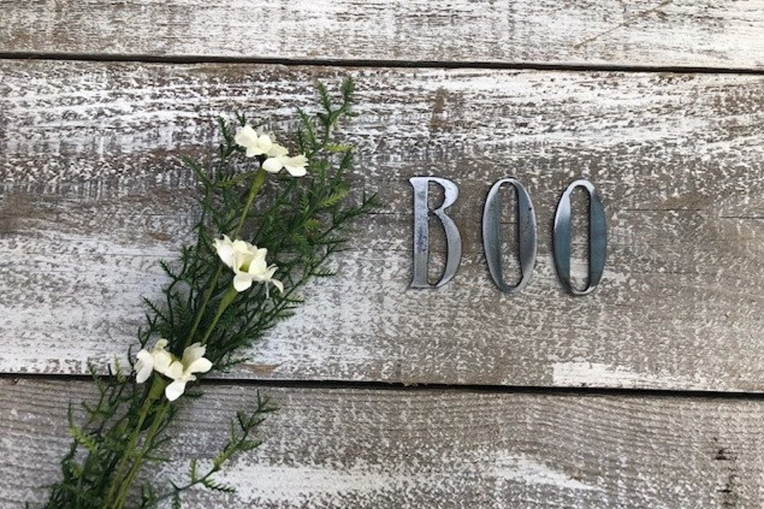 Boo- 2 Inch Metal Letters- Small Metal Letters - Steel - Natural Steel ...
