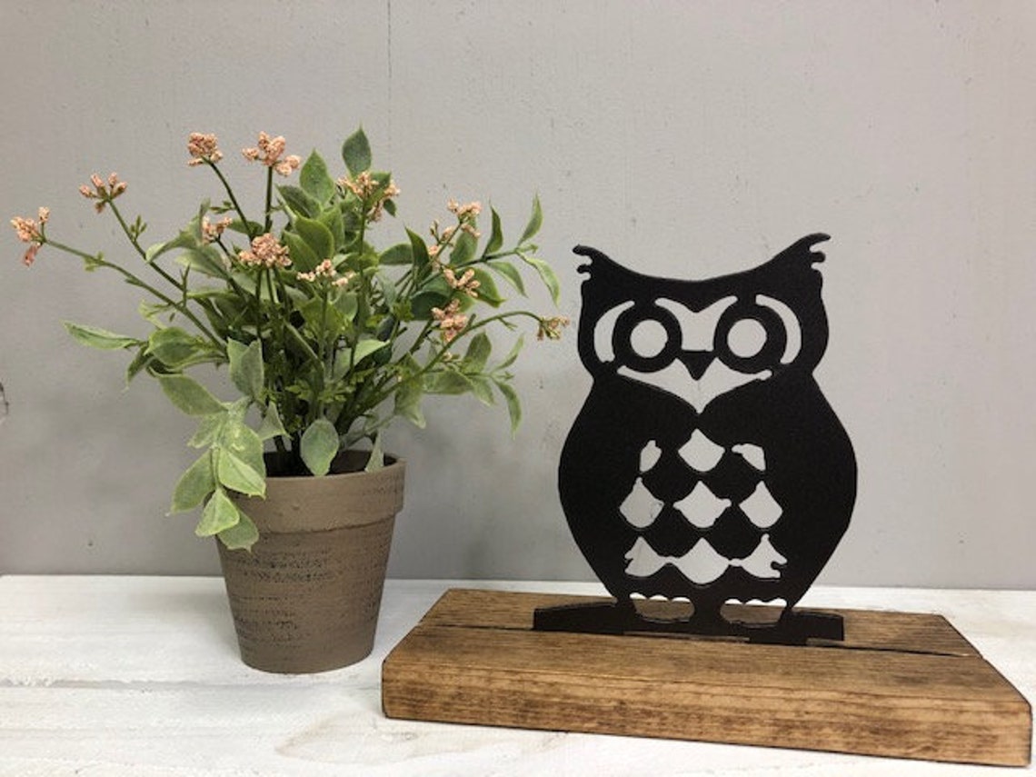 Farmhouse Decor - Owl - Metal Decor - Shelf Sitter - Etsy
