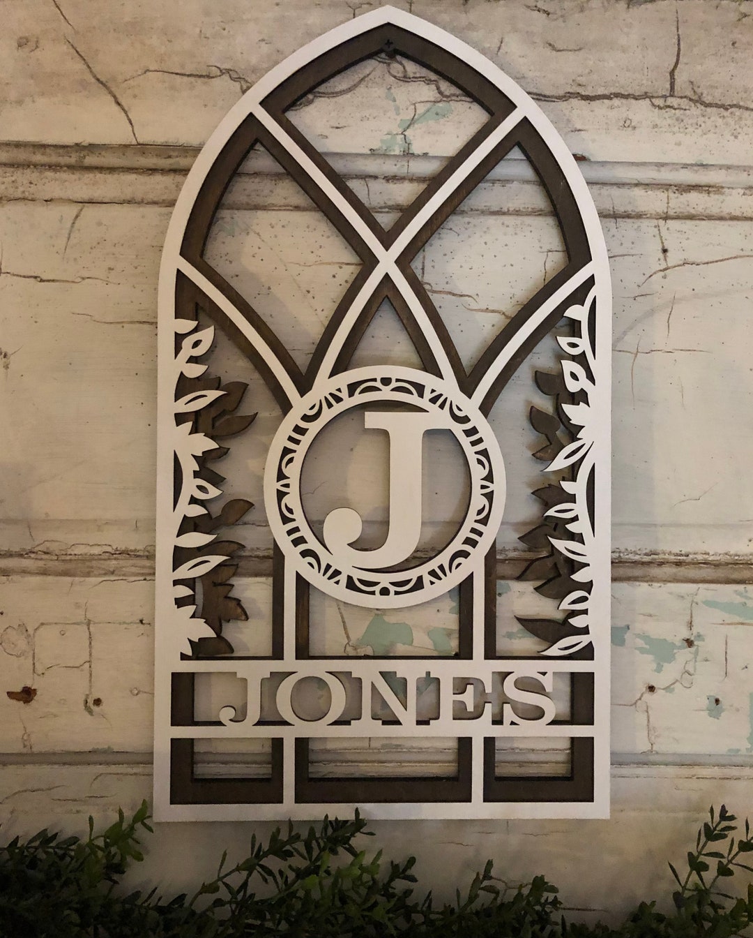 3D Double Layer Cathedral Window Monogram, Arch Window, Name Sign ...