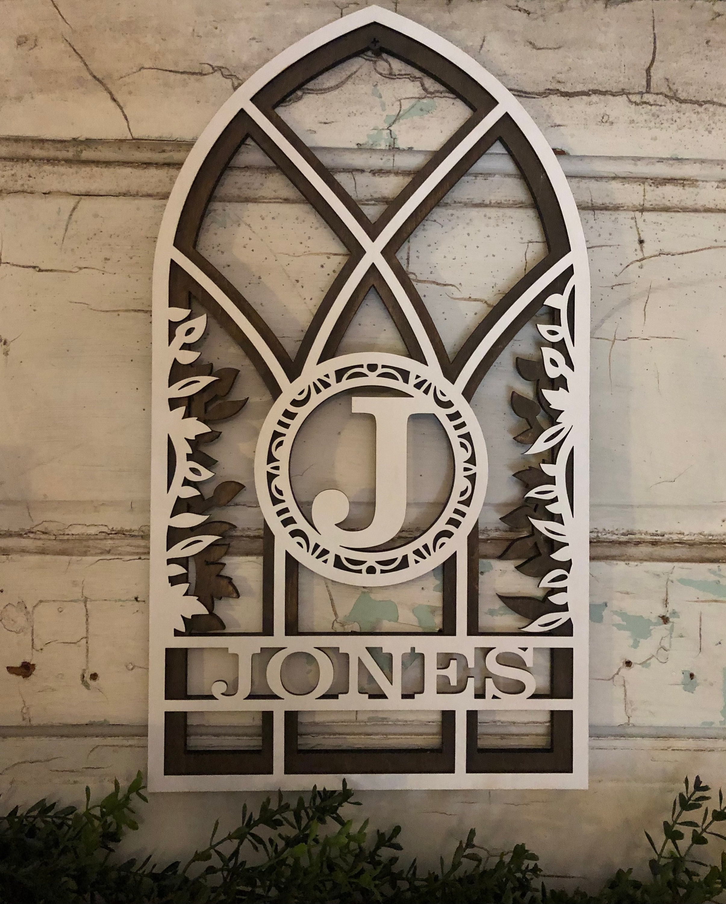 3D Double Layer Cathedral Window Monogram, Arch Window, Name Sign ...