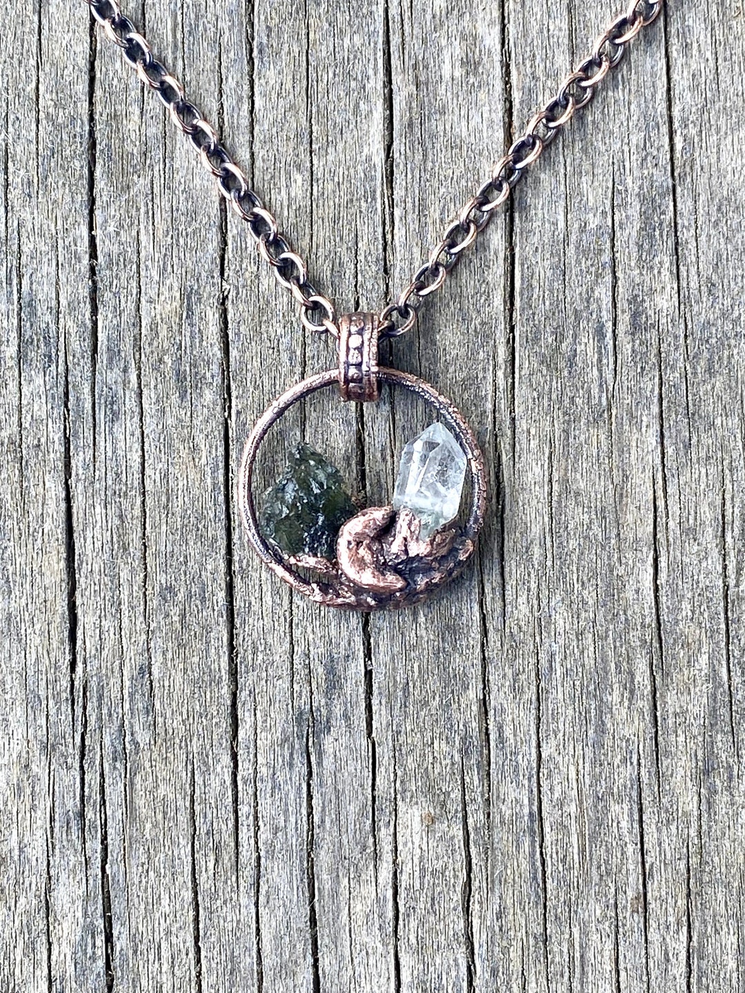 Amulet Shakti Goddess Gypsy Moon Moldavite and Herkimer Diamond Moon ...