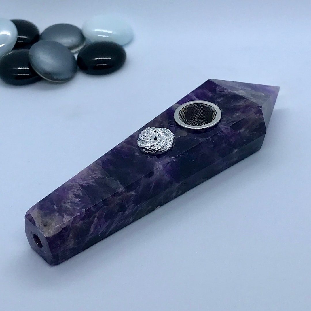 Chevron Amethyst Crystal Pipe Dream Amethyst Pipe Smoking - Etsy