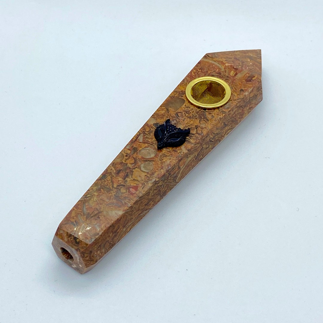 Golden Jade Pipe, Natural Stone Pipe, Gemstone Pipe, Unique Pipe, Jade ...
