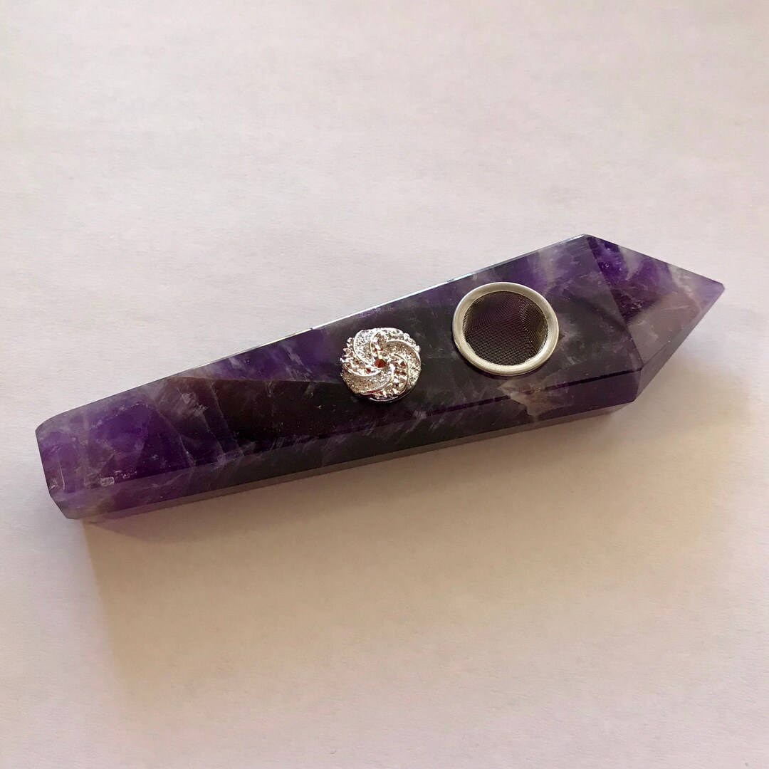 Chevron Amethyst Crystal Pipe, Dream Amethyst Pipe, Smoking Pipe ...