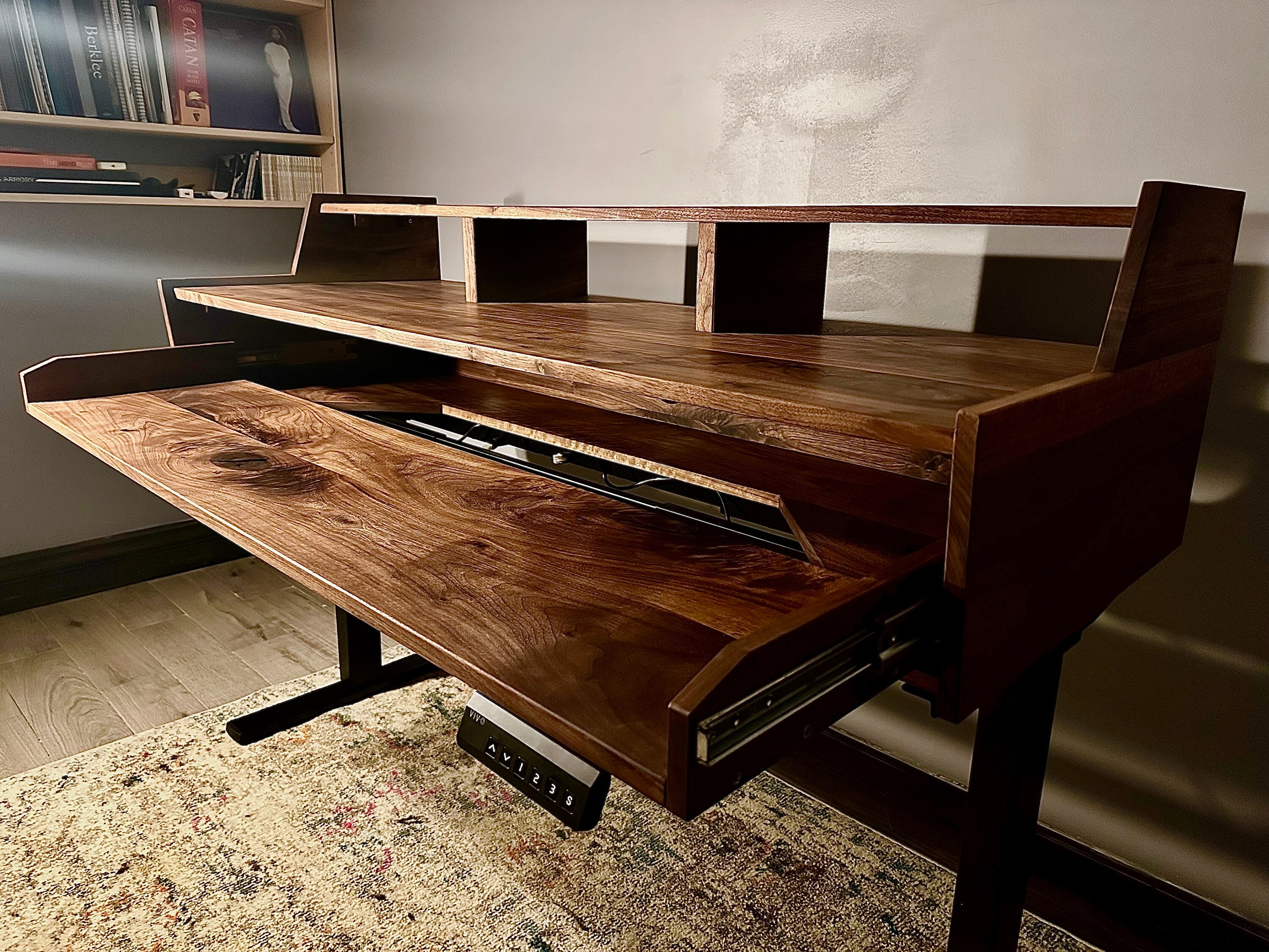Solid Sit-stand Walnut Studio Desk (customizable) - Etsy