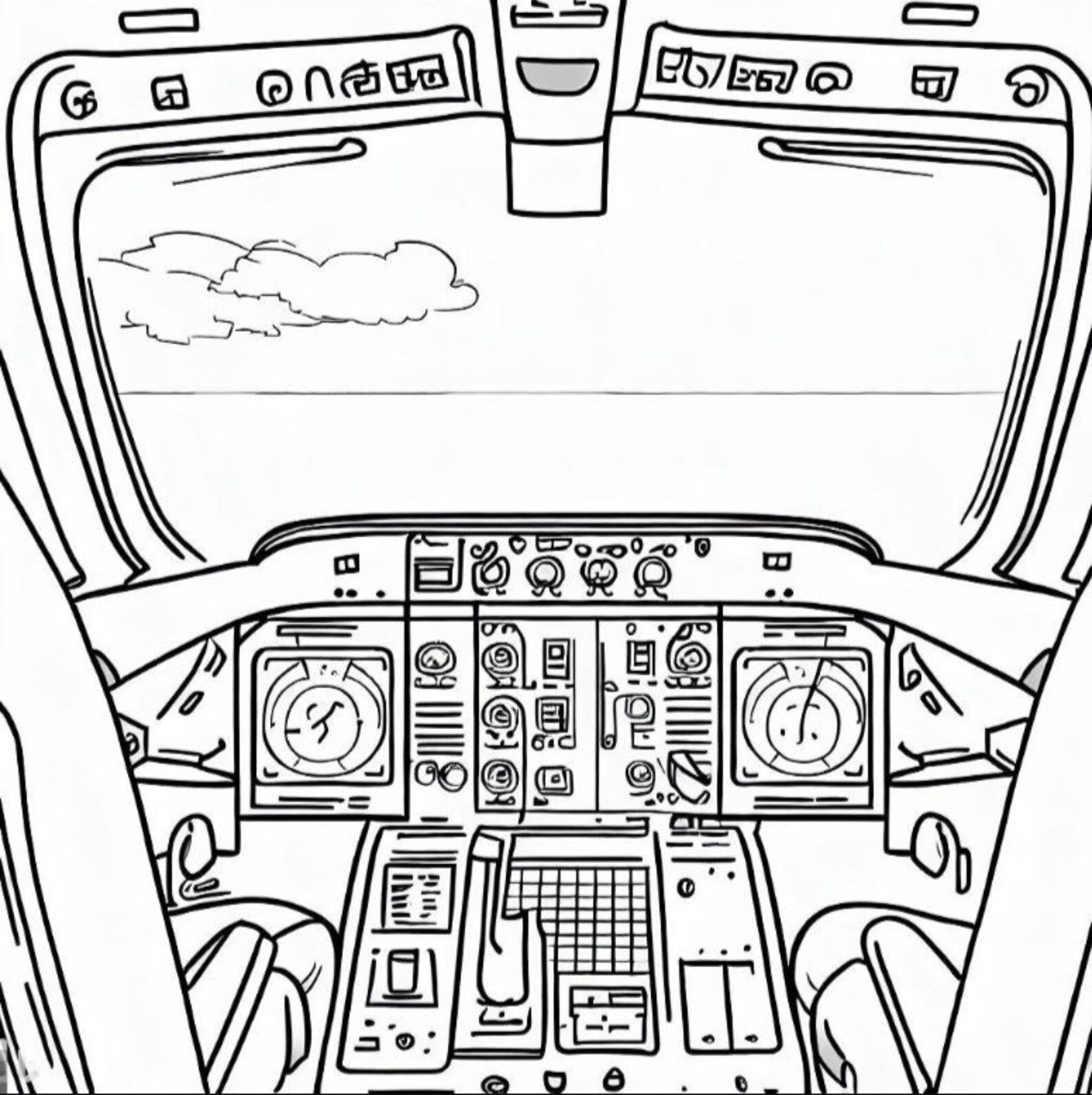 Airplane Cockpit Coloring Page - Etsy