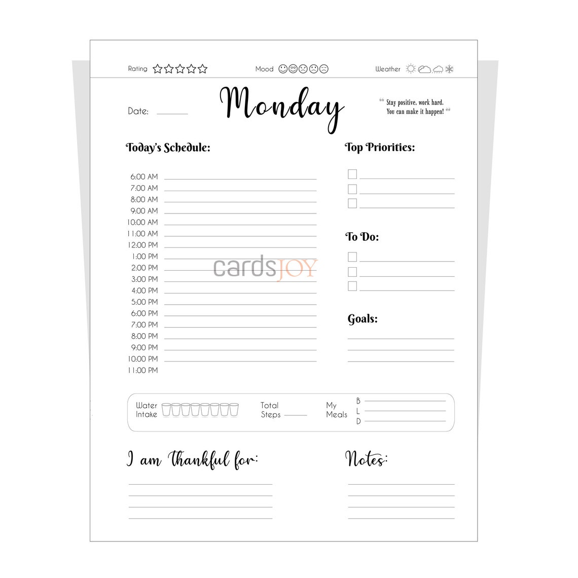 Printable Weekly Planner Seven Day Planner Work Planner PDF - Etsy