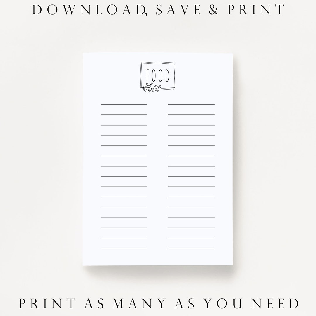 Grocery List Printable Grocery Checklist Printable Grocery Etsy