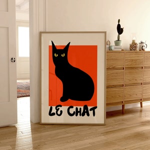 Vintage French Cat Le Chat Maximalist Art Print Modern Funky Trendy ...