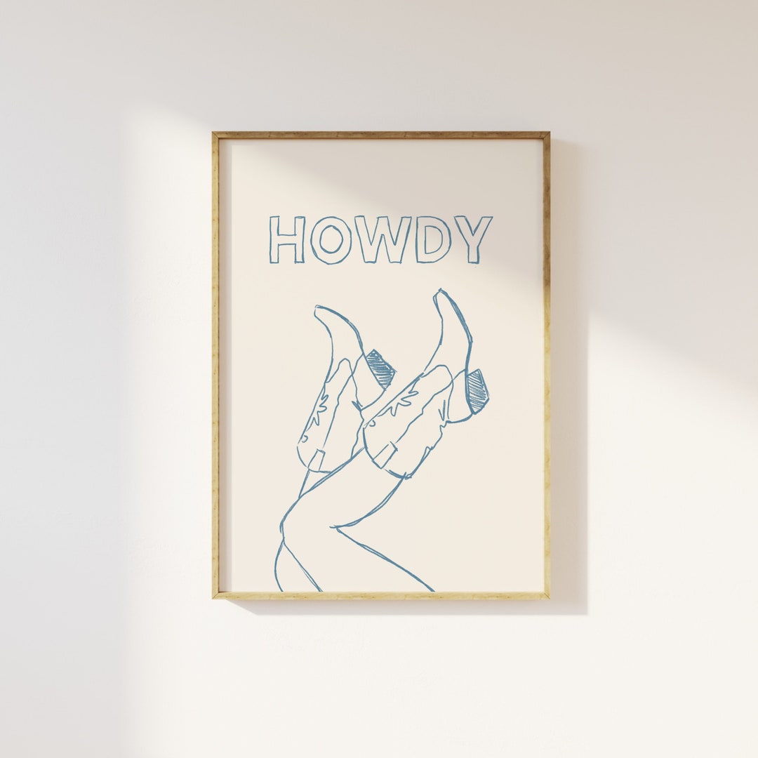 Coastal Cowgirl Howdy DIGITAL DOWNLOAD Trendy Preppy Art Print Wall Art ...