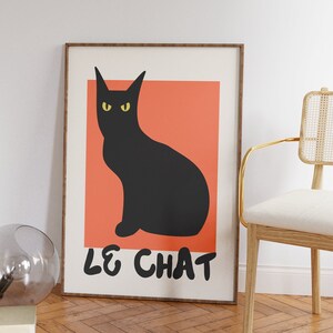 Vintage French Cat Le Chat Maximalist Art Print Modern Funky Trendy ...