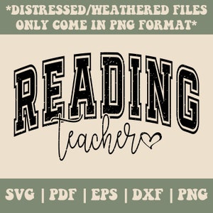 Reading Teacher SVG PNG, Teacher Varsity Svg Png, Teacher Shirt Svg Png ...