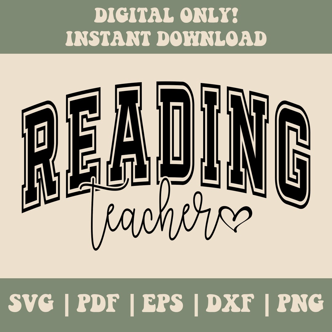 Reading Teacher SVG PNG, Teacher Varsity Svg Png, Teacher Shirt Svg Png ...