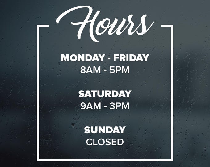 Opening Hours Sign. Gold Lettering Sign, Storefront Hours Sign, Store ...