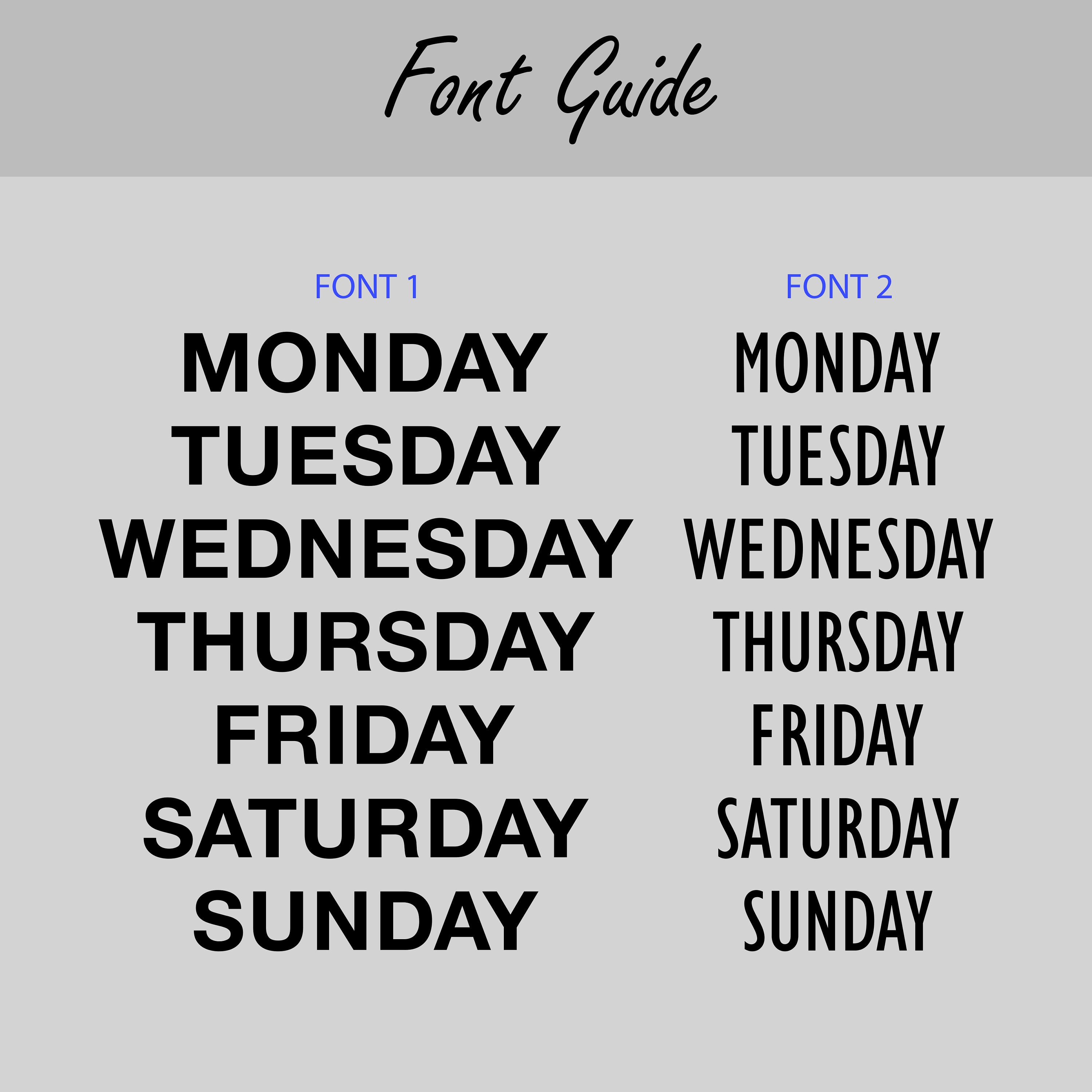 Days of the Week Labels Vinyl Decal Sticker, Labels for Week Days ...