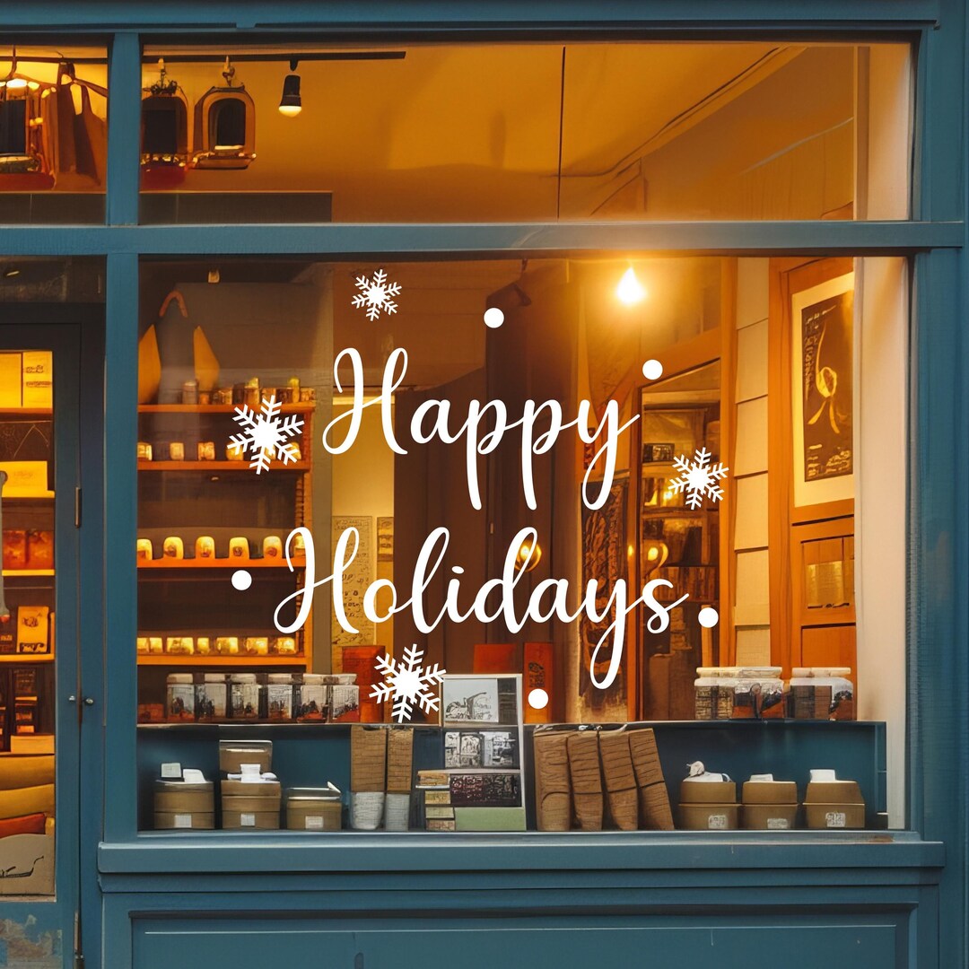 Christmas Window Decal, Happy Holidays Decal, Wall Vinyl Decal, Shop ...