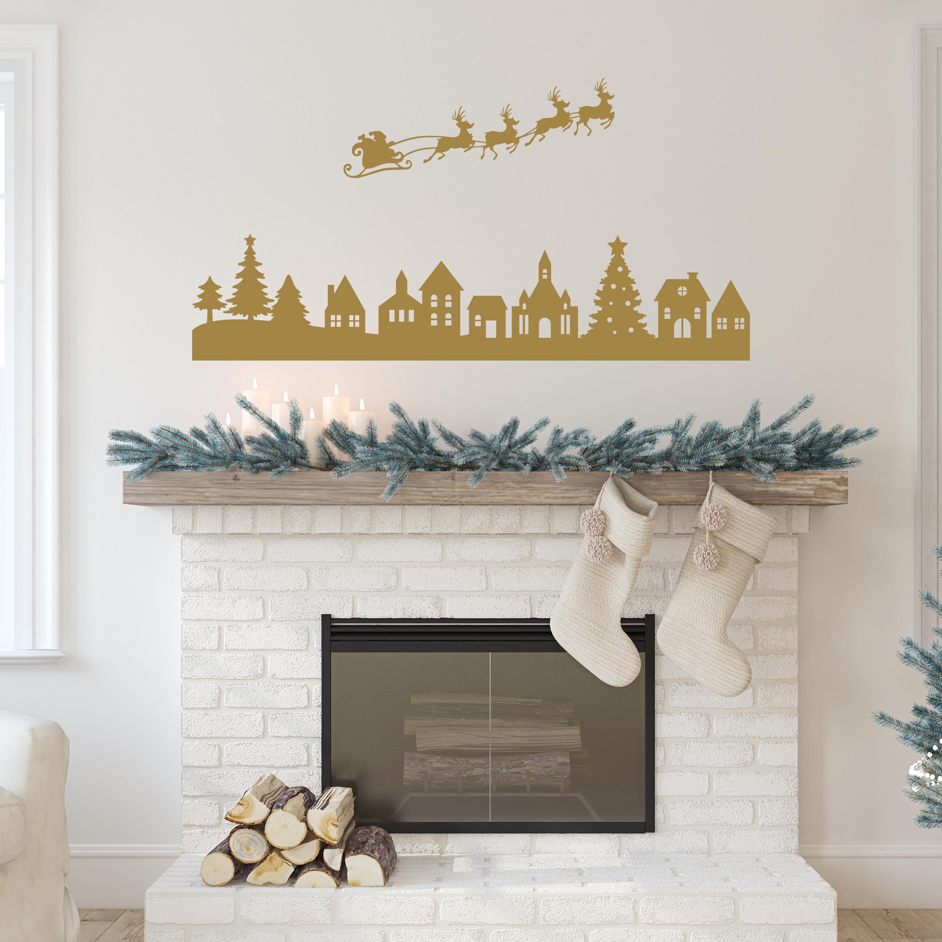 Christmas Window Decal, Santa's Sleigh With Reindeer Vinyl Decal, Wall ...