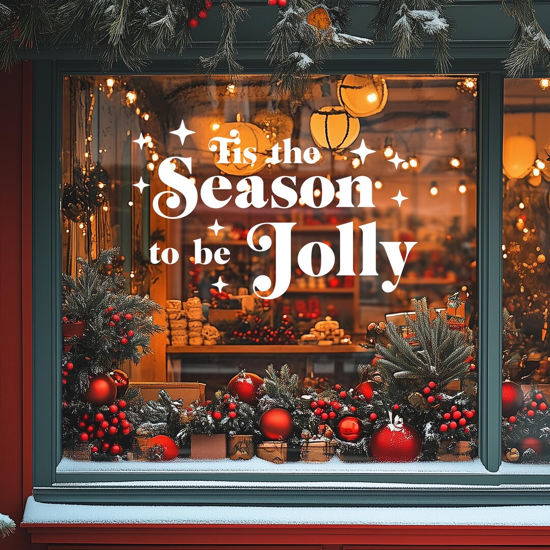 Christmas Window Decal, Tis the Season to Be Jolly Decal, Merry ...
