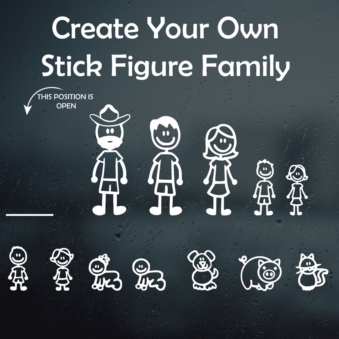 Create Your Own Stick Figure Family Vinyl Decal/sticker - Etsy