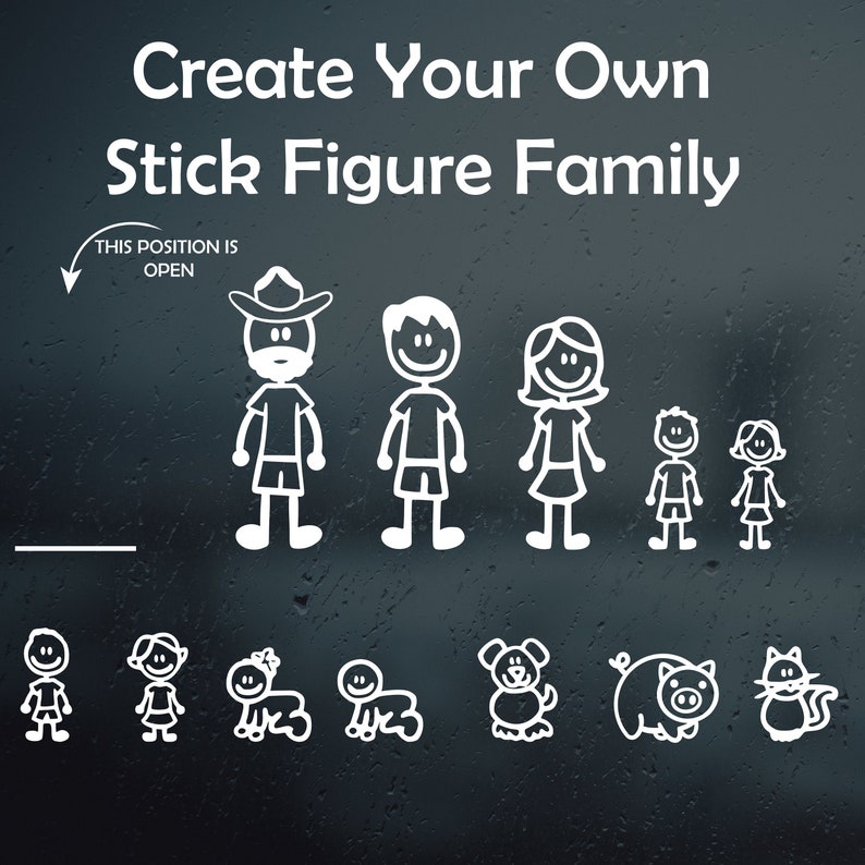 Create Your Own Stick Figure Family Vinyl Decal/sticker | Etsy