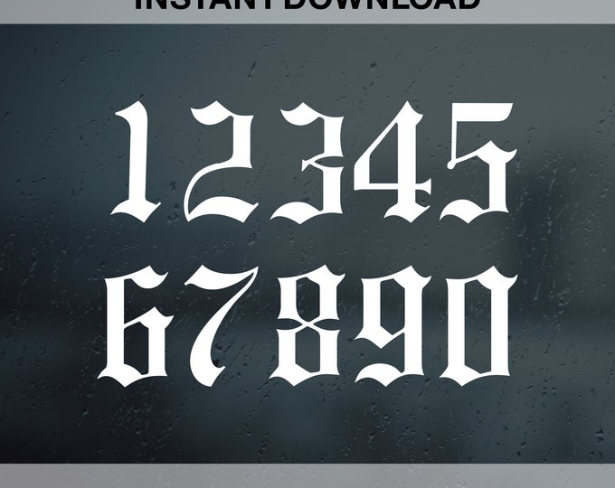 Gothic Number SVG Vector Clip Art - Cut Files for Cricut, Silhouette ...
