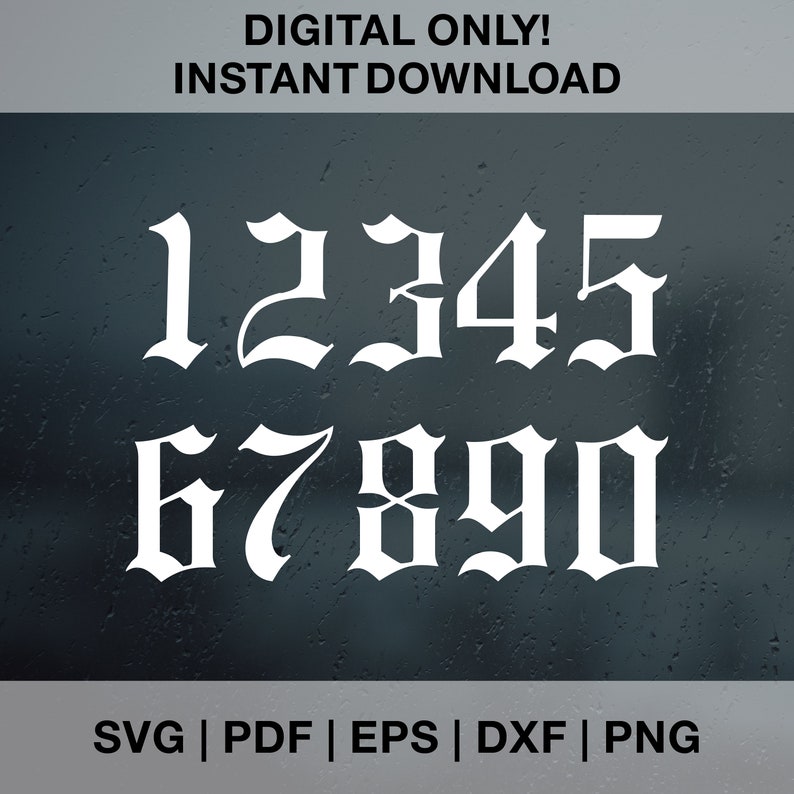 Gothic Number SVG PNG PDF Dxf Eps Cut Files for Cricut, Silhouette - Etsy