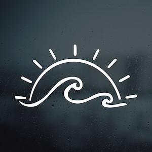 Sun Vinyl Decal Sticker Ocean Decal Wave and Sun Decal Beach Vibes ...