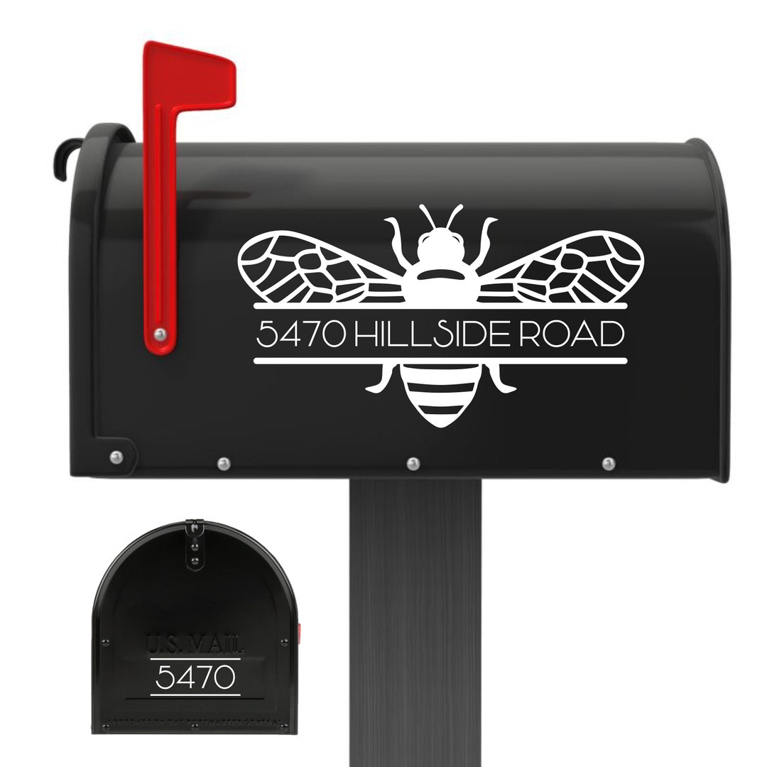 Custom Bee Mailbox Decal | Address for Mailbox | Street Address Mailbox ...