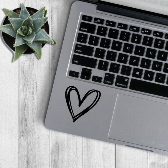 Heart Sticker Hand Drawn Heart macbook Scribble Heart decal for laptop ...