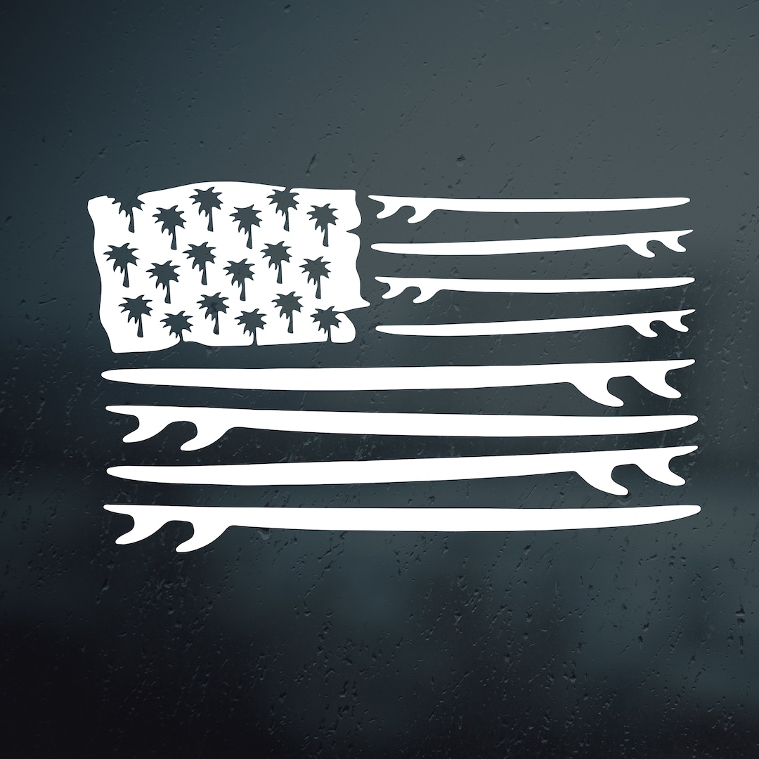 Surfboard Flag Vinyl Decal | Surfboard Sticker | Surfing Car Sticker ...