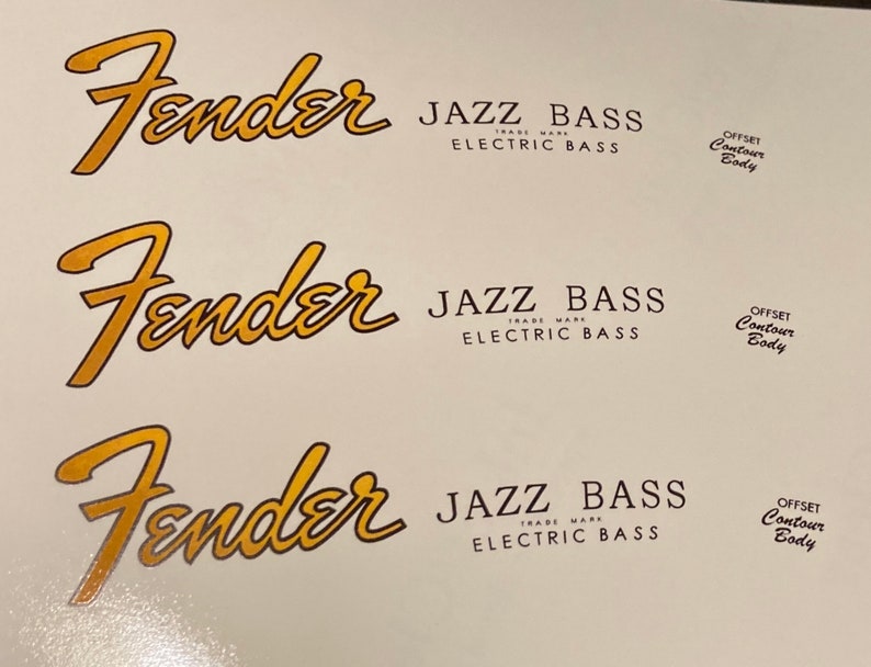 60s Fender Jazz Bass Waterslide Headstock Decal (3 Count) - Etsy