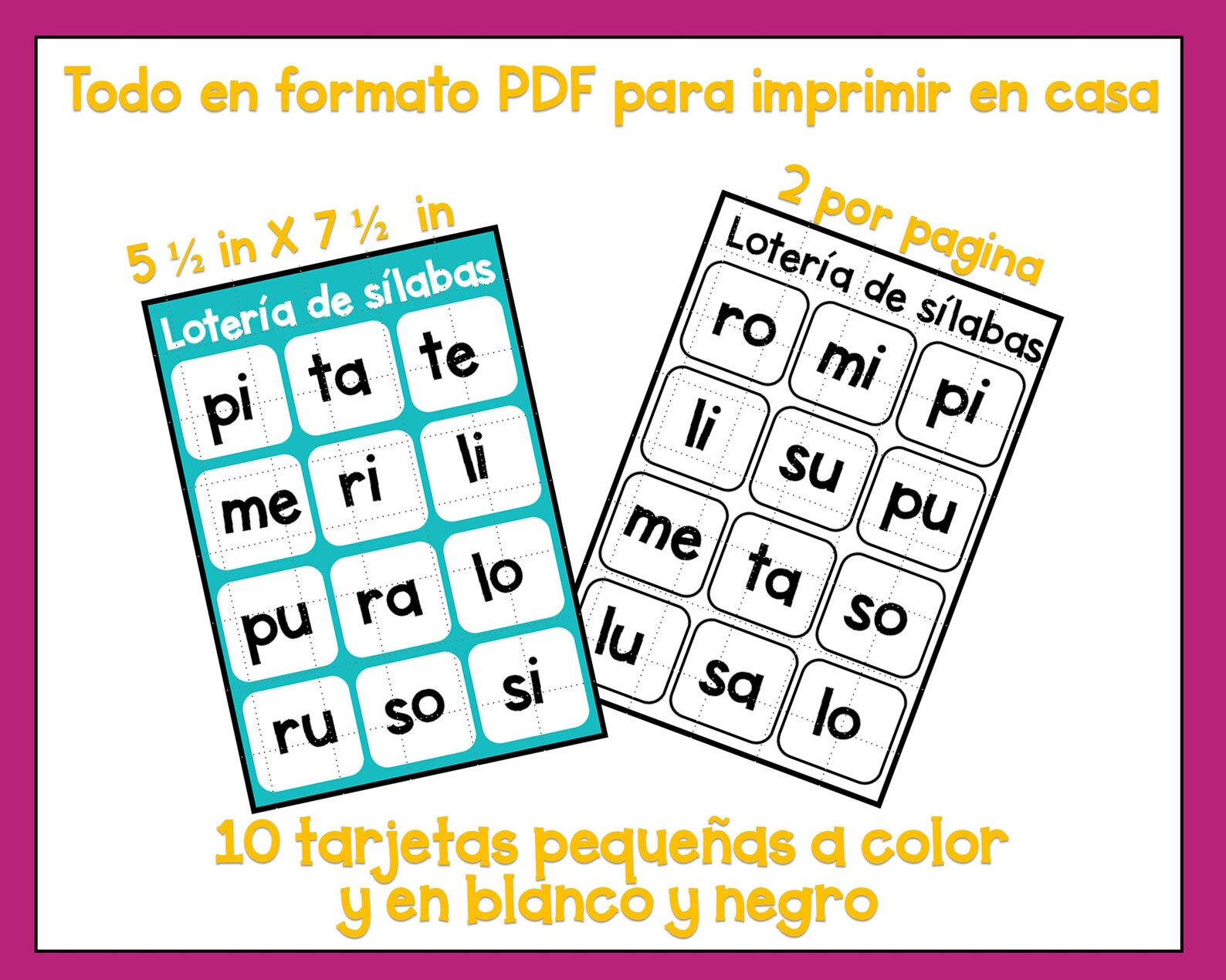 Lotería De Silabas Con M,t,p,l,s,r - Etsy