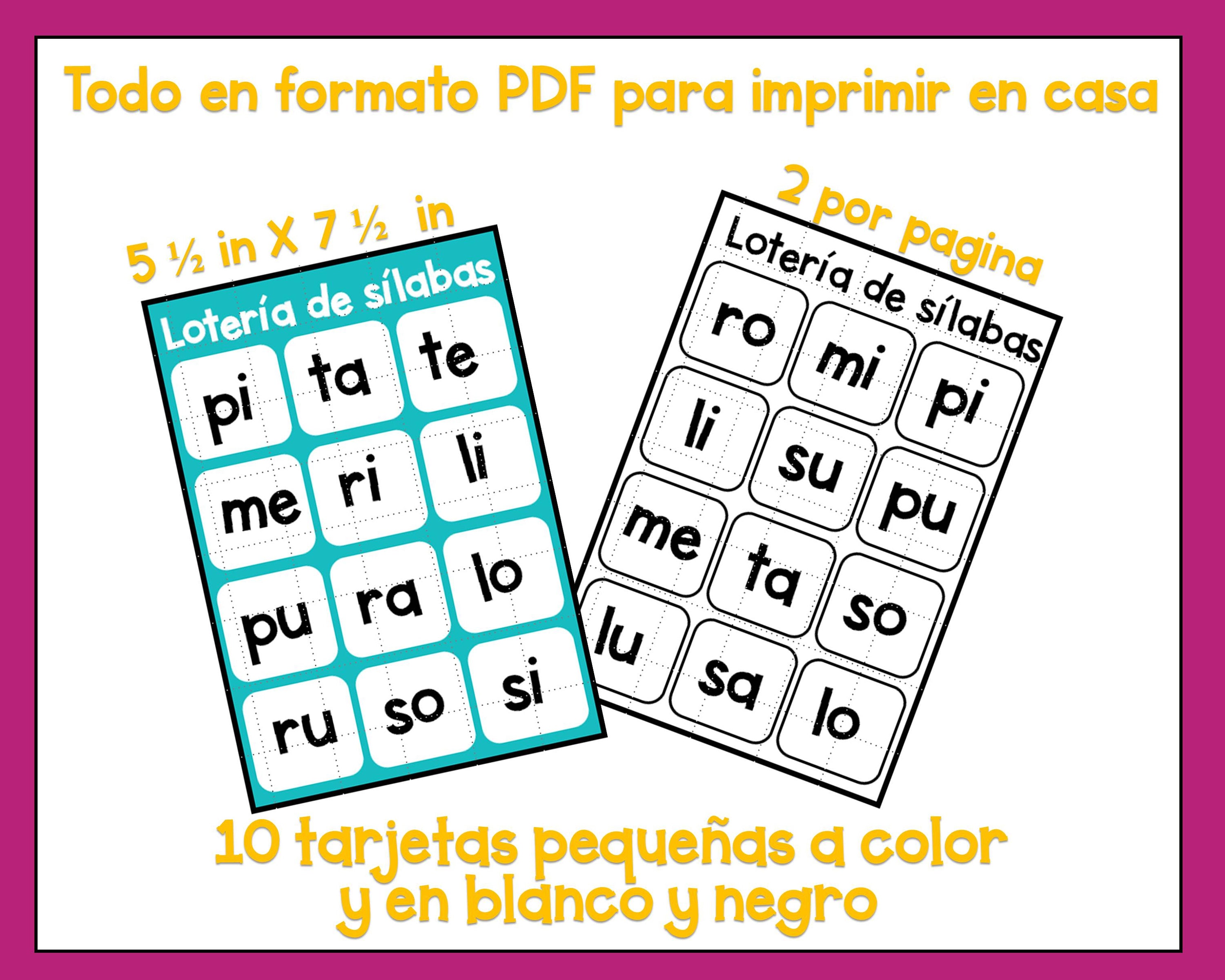 Lotería De Silabas Con M,t,p,l,s,r - Etsy