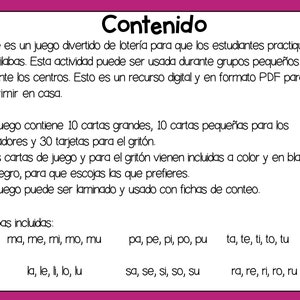 Lotería De Silabas Con M,t,p,l,s,r - Etsy