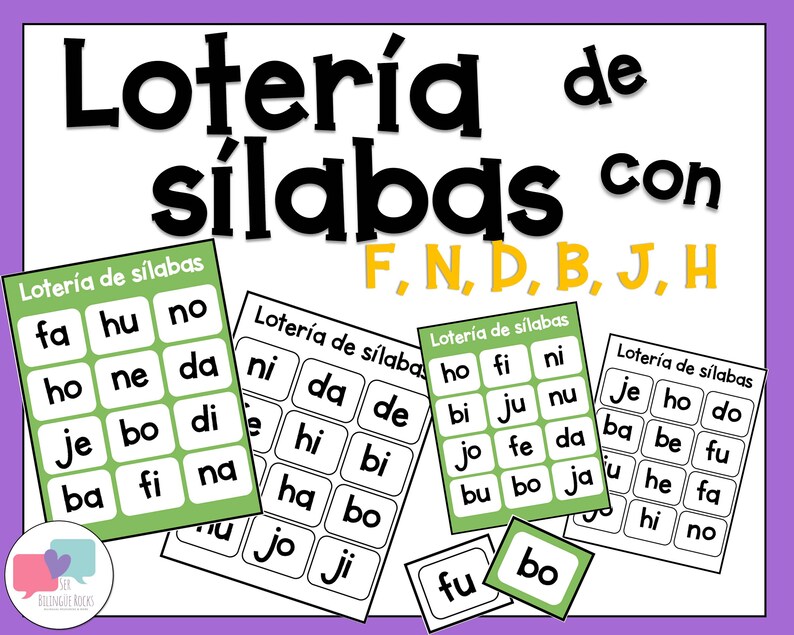 Lotería De Silabas Con F,n,d,b,j,h - Etsy