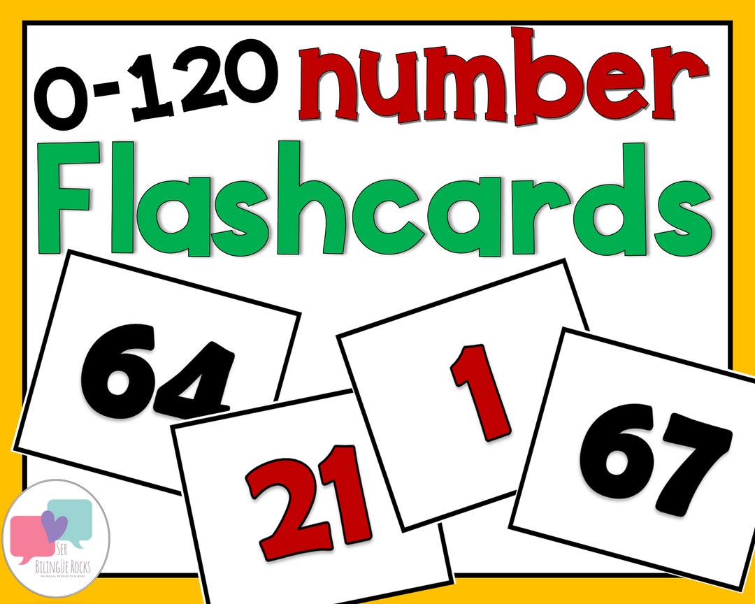0-120 Number Flashcards - Etsy