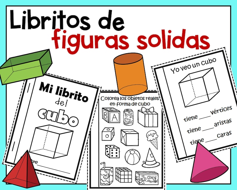 Libritos De Figuras Geométricas Tridimensionales - Etsy