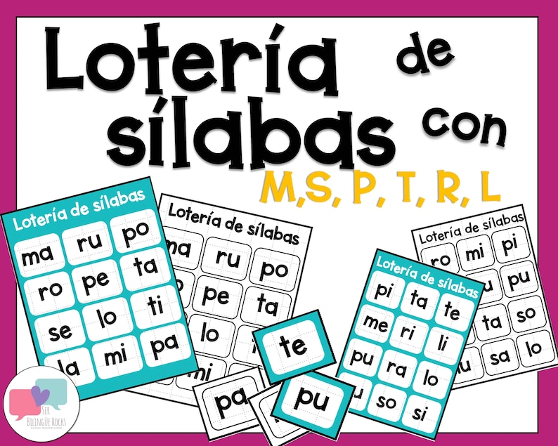 Lotería De Silabas Con M,t,p,l,s,r - Etsy