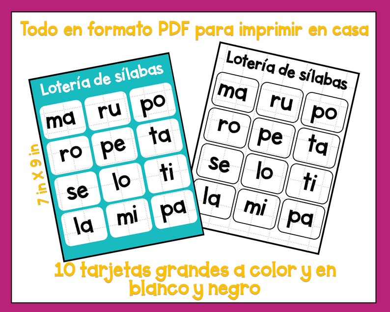 Lotería De Silabas Con M,t,p,l,s,r - Etsy