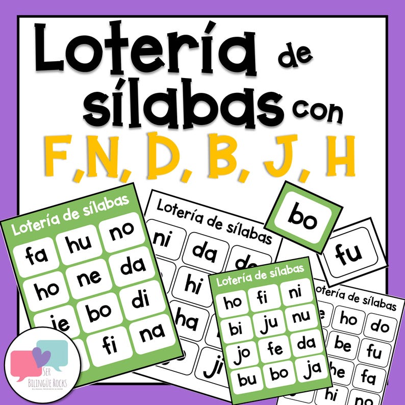Lotería De Silabas Con F,n,d,b,j,h - Etsy
