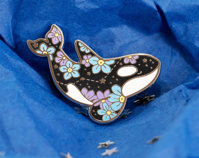 Forget-me-not Orca Hard Enamel Pin | Etsy