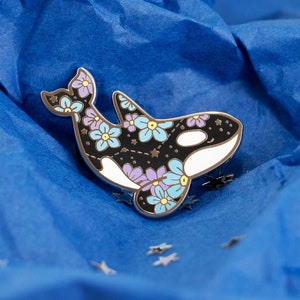 Forget-me-not Orca Hard Enamel Pin - Etsy