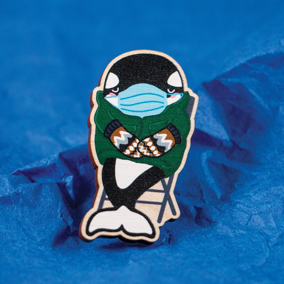 Wooden Pin Whale Bernie Bernie Sits Meme Killer Whale - Etsy